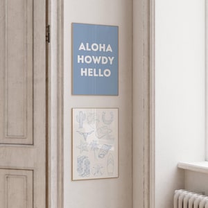 Aloha Howdy Hello Set of 2 Prints, Girly Western Wall Art for Coastal ...