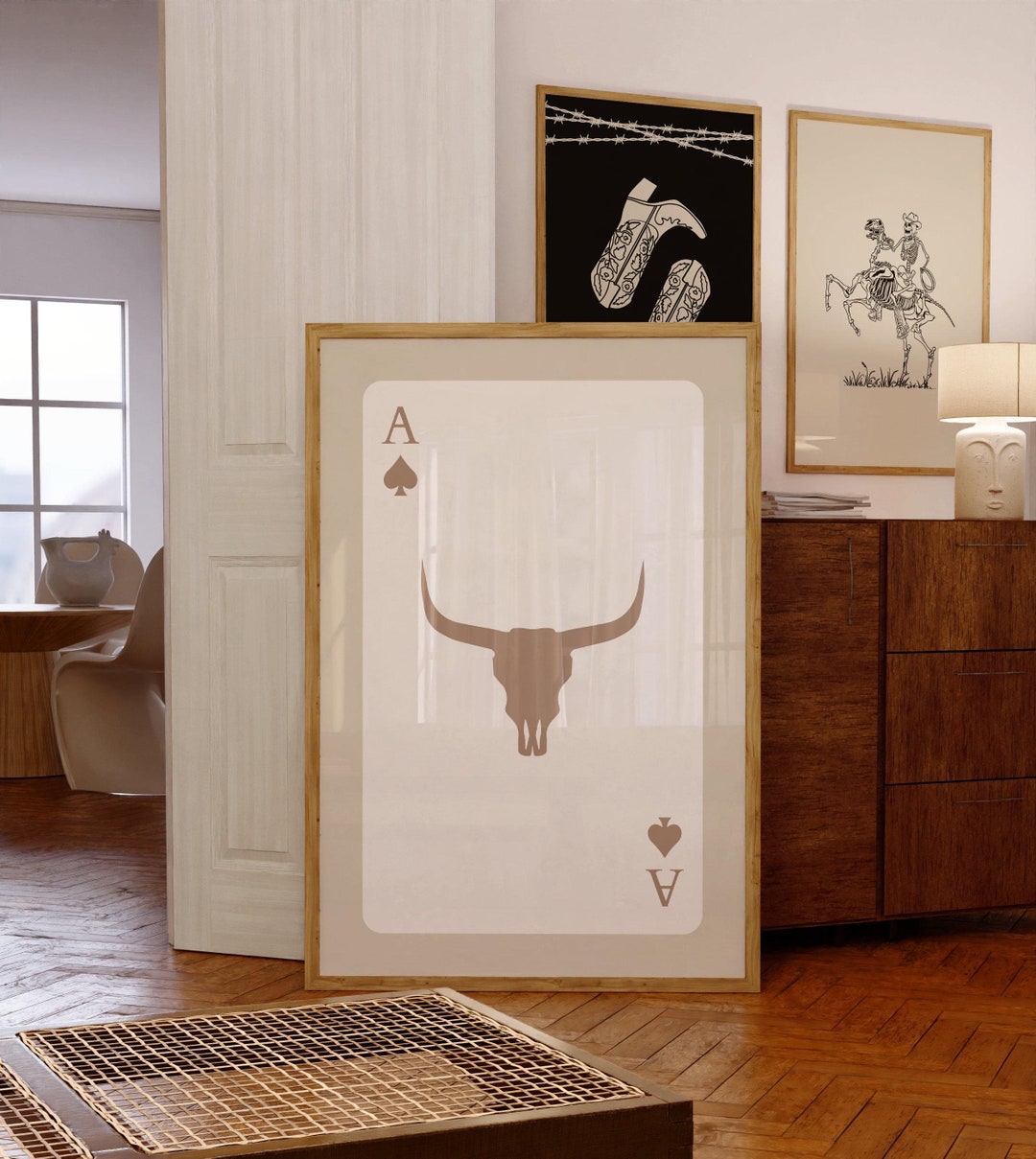 Bull Skull Wall Art, Ace of Spades Print, Western Art Print ...