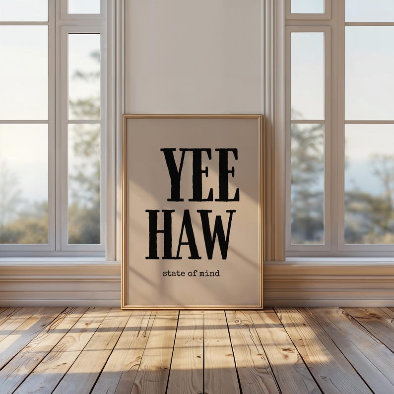 Yeehaw Print, Neutral Western Wall Art for Modern Southwestern Decor ...