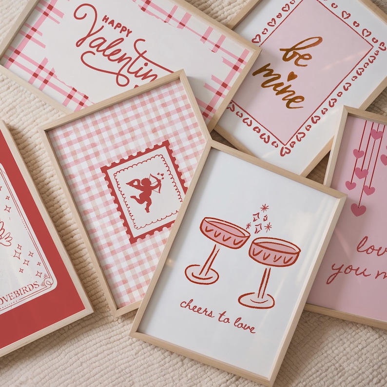 Retro Valentine Wall Art Set of 15, Love Posters for Valentines Decor ...