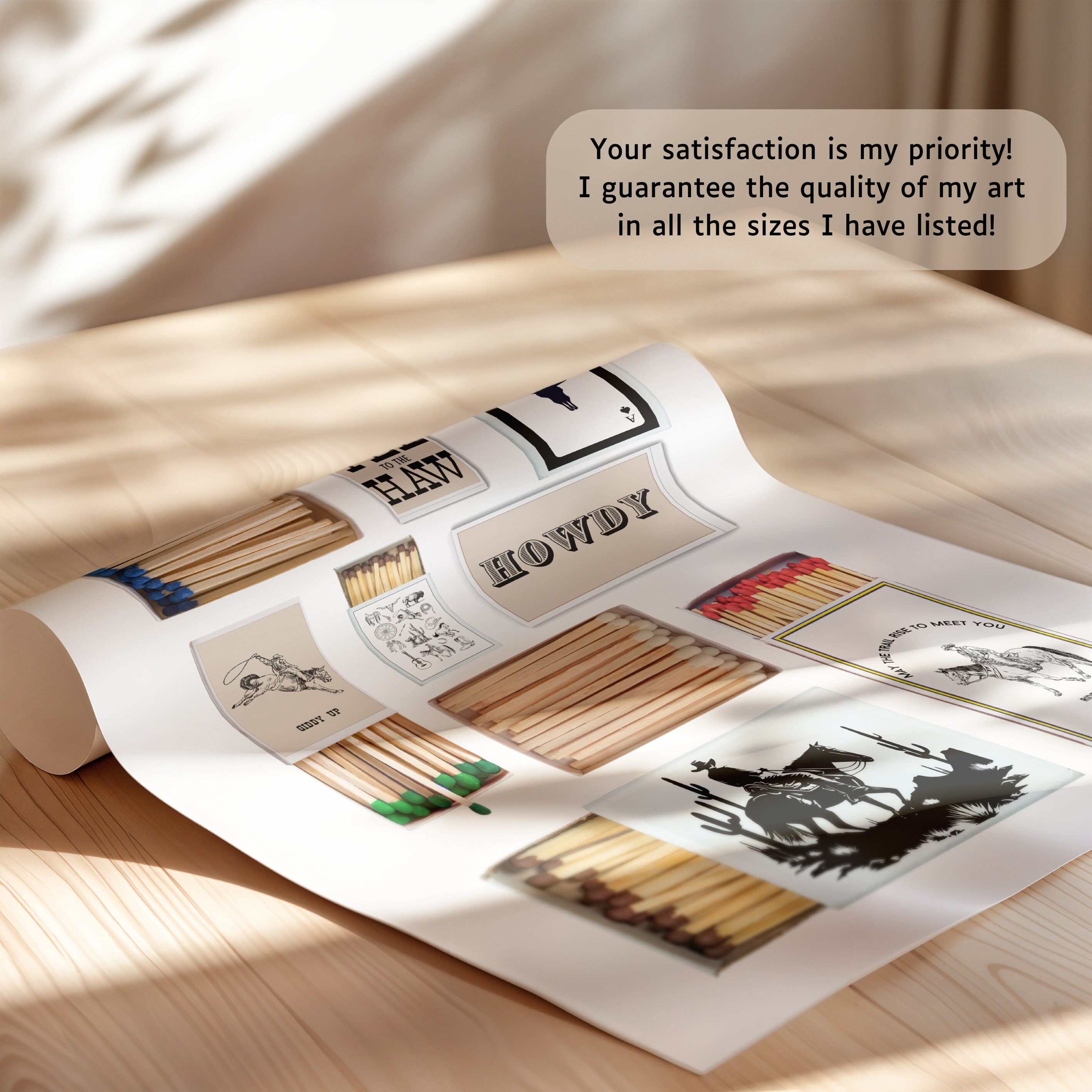 Matchbox Print Western, Trendy Matches Poster, Vintage Matchbook Wall ...