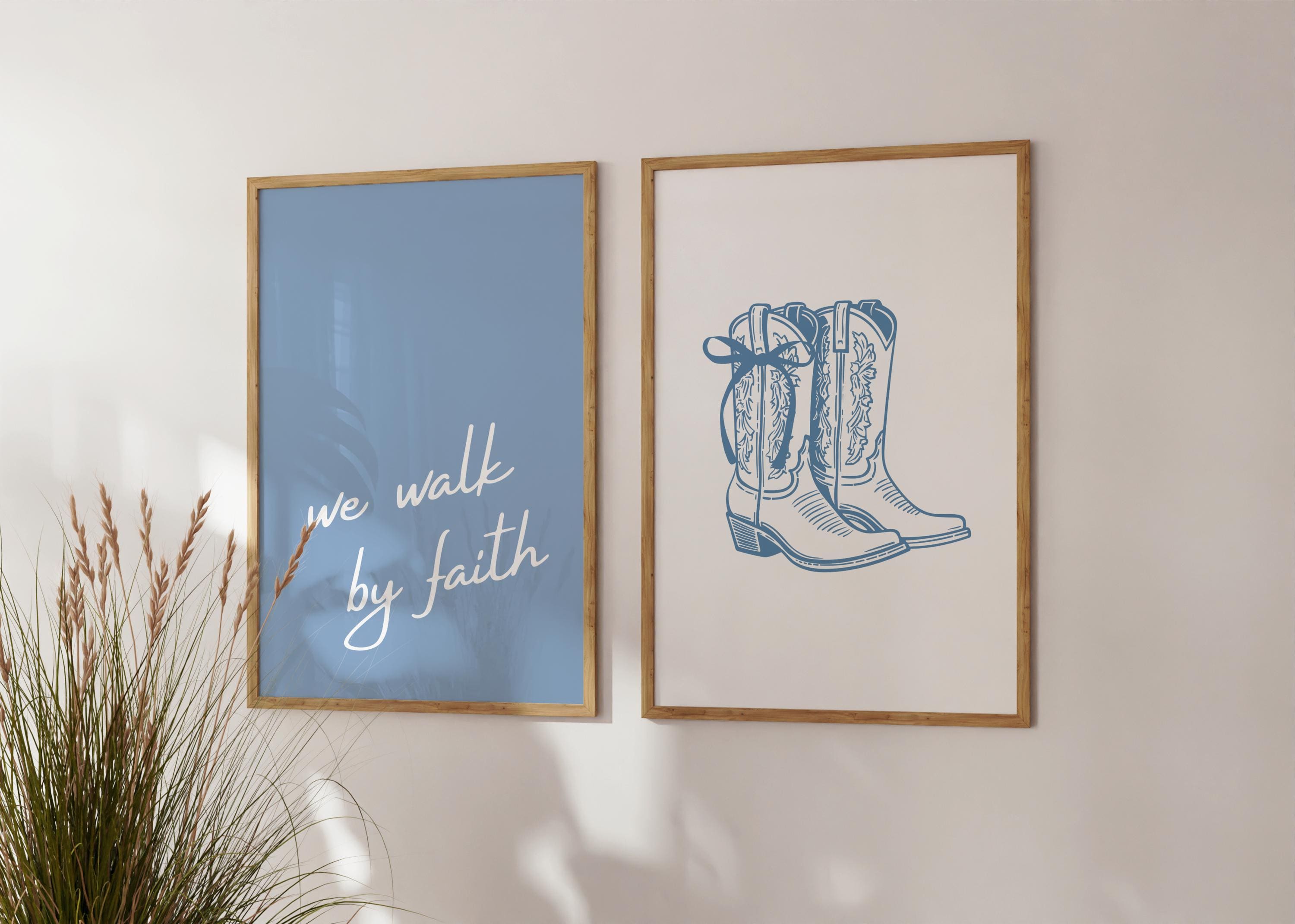 Walk by Faith Set of 3 Prints, Christian Western Wall Art for Christian ...
