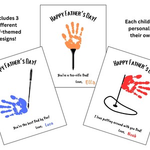 Set of 3 Father's Day Handprint Printable Art, Golf Dad Gift, Papa Gift ...