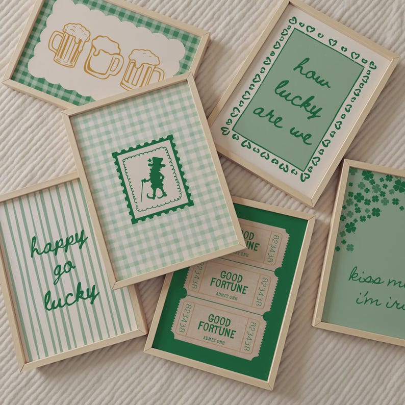 St Patrick's Day Wall Art Set of 15, Shamrock Print, Lucky Posters for ...