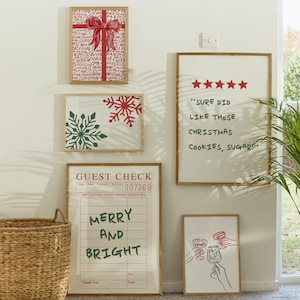 Trendy Christmas Gallery Wall Art, Preppy Holiday Prints, Coquette Xmas ...