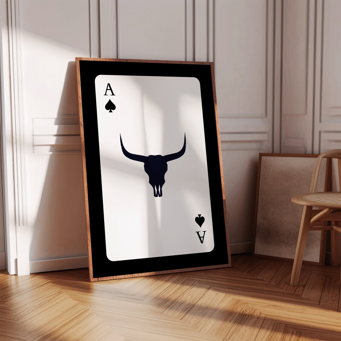 Western Gothic Wall Art, Ace of Spades Print, Bull Skull, Southwestern ...
