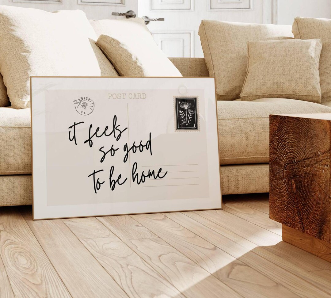 Feels so Good to Be Home, Black Postcard Poster, Trendy Horizontal ...