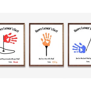 Set of 3 Father's Day Handprint Printable Art, Golf Dad Gift, Papa Gift ...