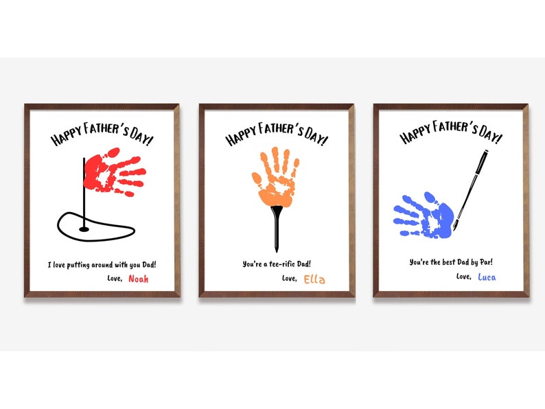 Set of 3 Father's Day Handprint Printable Art, Golf Dad Gift, Papa Gift ...
