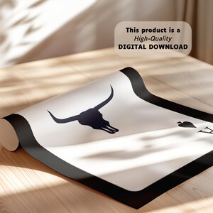 Western Gothic Poster Set of 2, Cowgirl Wall Art, Longhorn Bull Skull ...