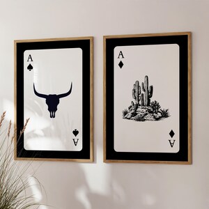 How Lucky Are We Set of 3, Ace Playing Card Poster, Trendy Western Wall ...