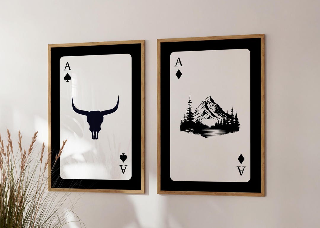 Playing Card Poster Set, Western Wall Art, Southern Gothic Decor, Ace ...