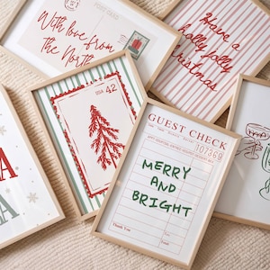 Trendy Christmas Gallery Wall Art, Preppy Holiday Prints, Coquette Xmas ...