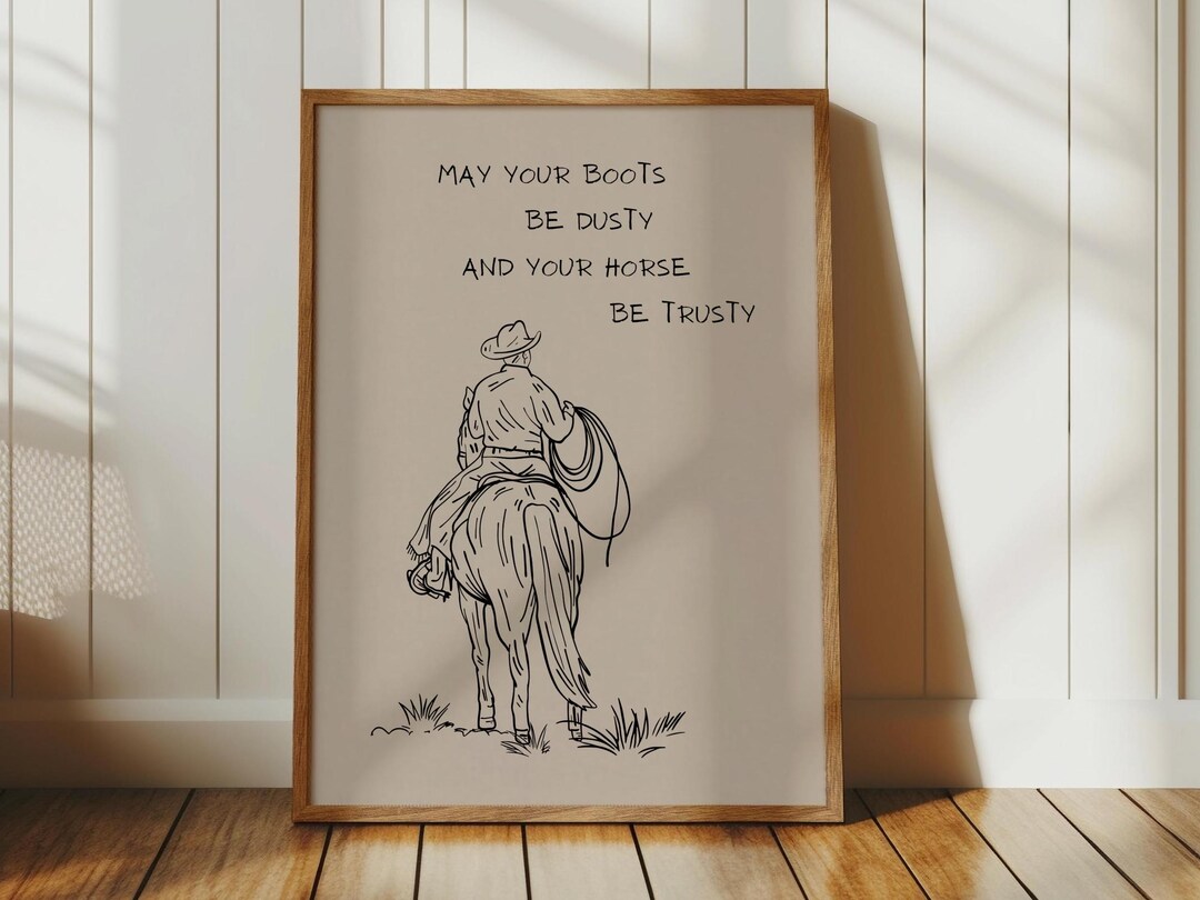 Western Print, Cowboy Quote, Minimalist Western Wall Art, Horseback ...