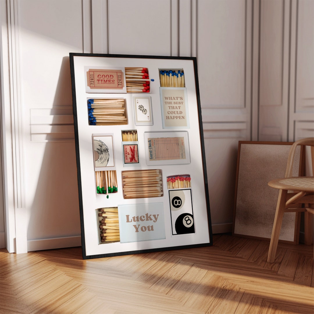 Retro Matchbox Poster, Trendy Matches Poster, Vintage Matchbook Wall ...