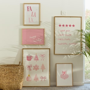 Pink Christmas Gallery Wall Art, Trendy Holiday Print, Coquette ...