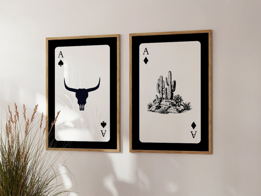 Western Gothic Poster Set of 2, Cowgirl Wall Art, Longhorn Bull Skull ...