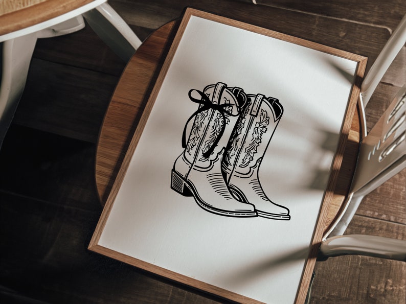 Coquette Bow Cowboy Boot Print, Trendy Cowgirl Poster, Girly Western ...
