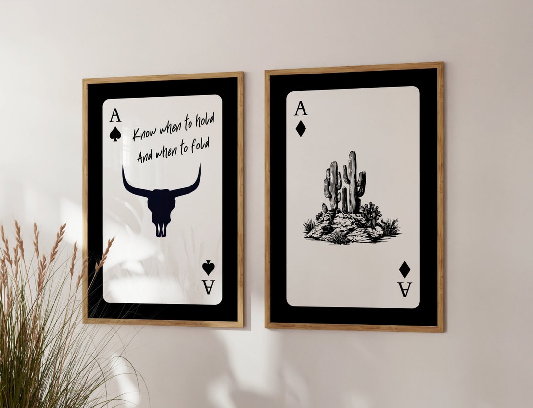 Western Gothic Poster Set of 2, Cowgirl Wall Art, Longhorn Bull Skull ...