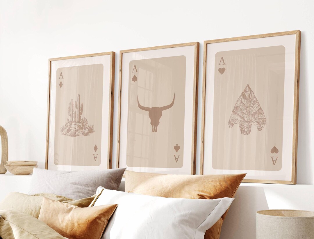 Western Playing Card Poster, Retro Cowboy Print, Modern Southwestern ...