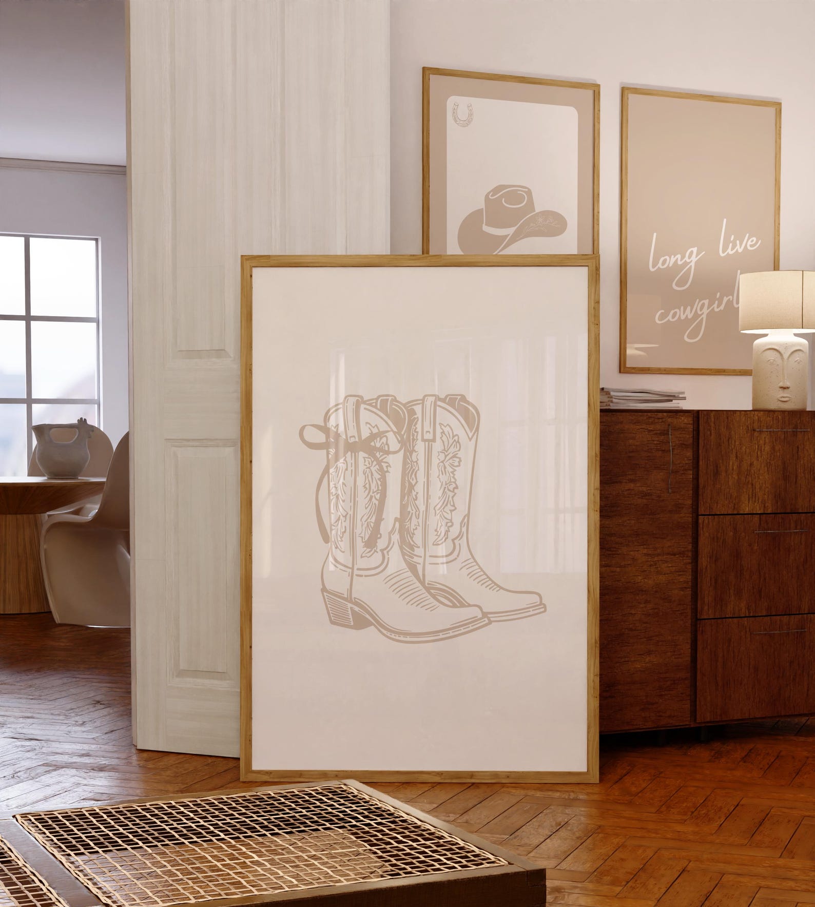 Neutral Long Live Cowgirls Set of 3 Prints, Girly Western Wall Art for ...