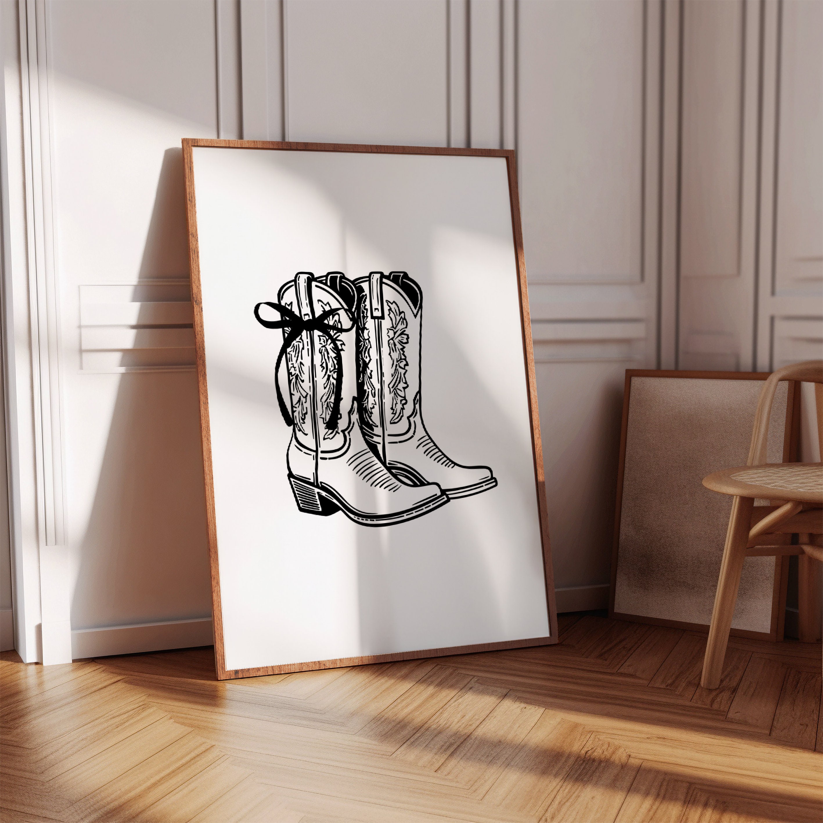 Coquette Bow Cowboy Boot Print, Trendy Cowgirl Poster, Girly Western ...