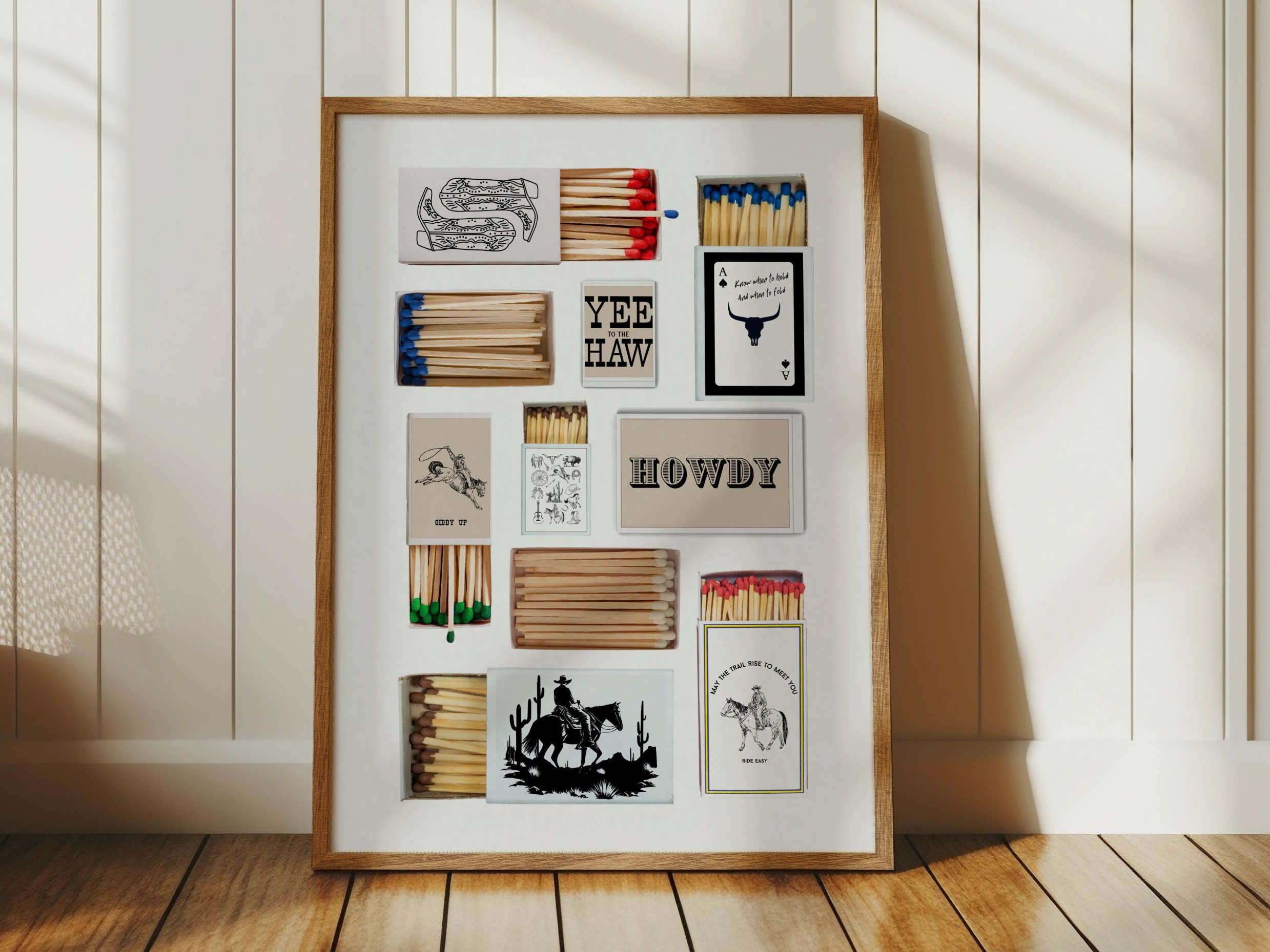 Matchbox Print Western, Trendy Matches Poster, Vintage Matchbook Wall ...