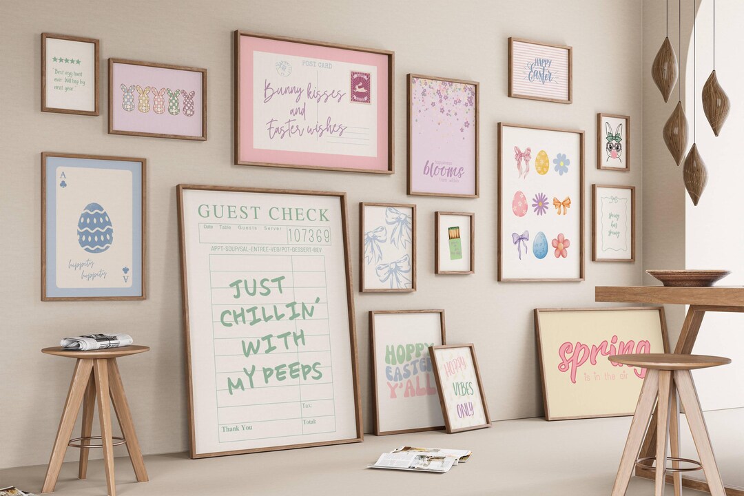 Easter Gallery Set of 15 Prints, Spring Wall Art for Easter Decor ...