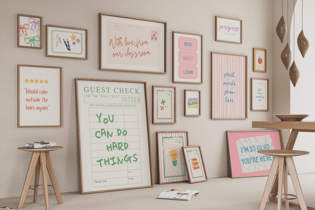 Back to School Gallery Set of 15 Prints, Teacher Wall Art, Homeschool ...