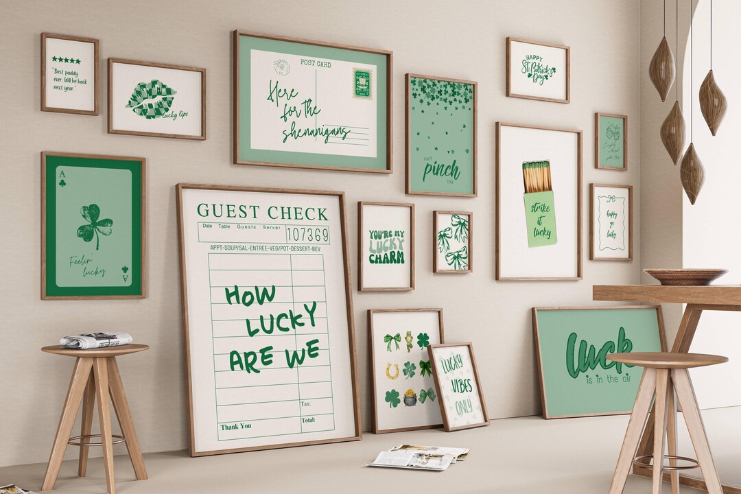 St Patrick's Print Gallery, Lucky Wall Art, Retro St Patty's Day ...