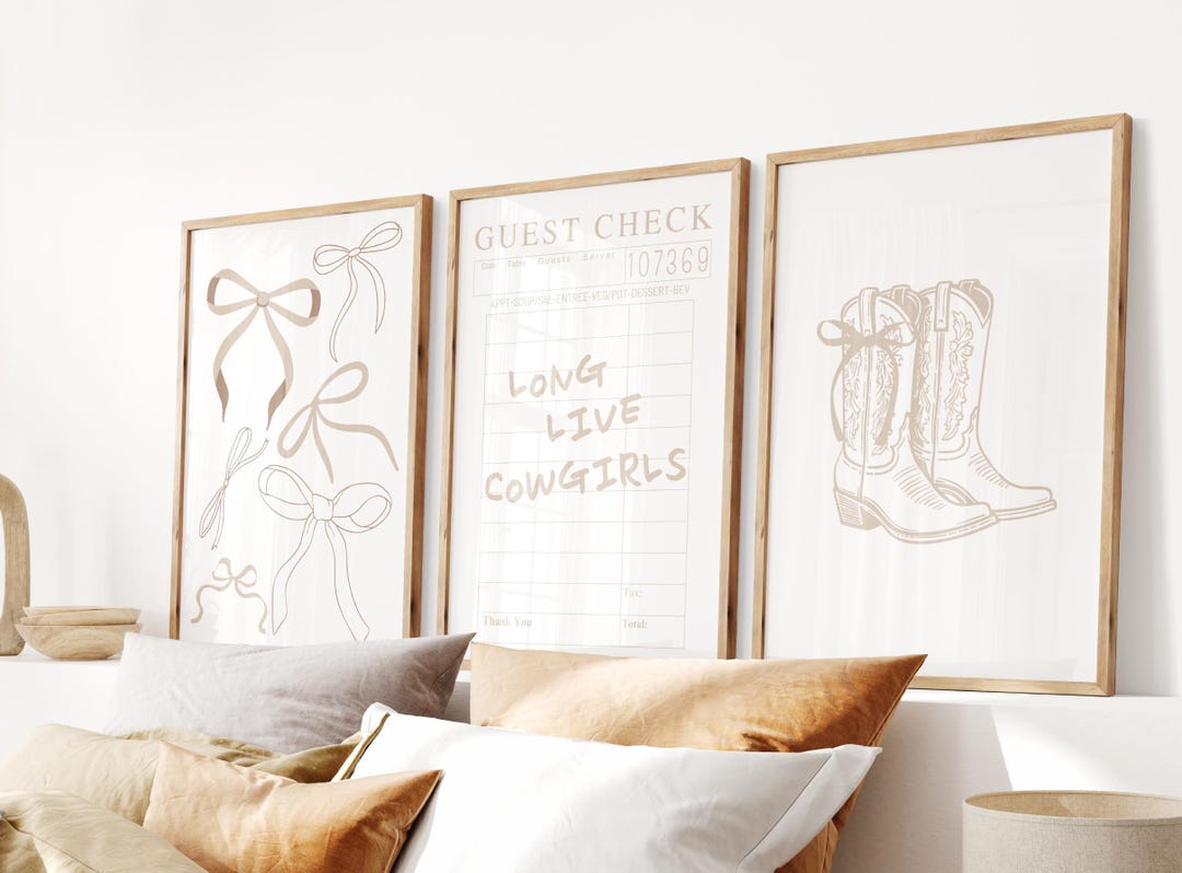 Long Live Cowgirls Set of 3 Prints, Neutral Western Wall Art for Trendy ...