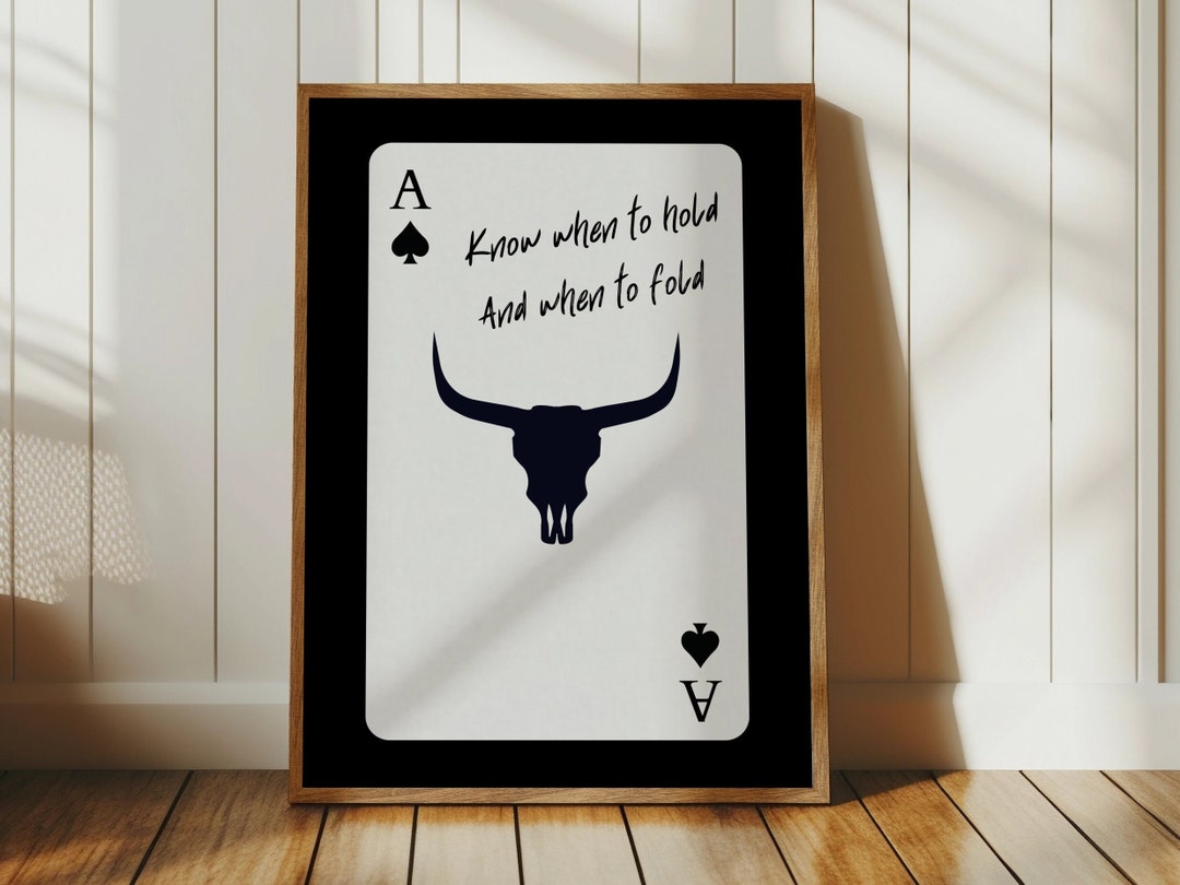 Longhorn Playing Card Print, Retro Western Wall Art for Cowboy Decor ...