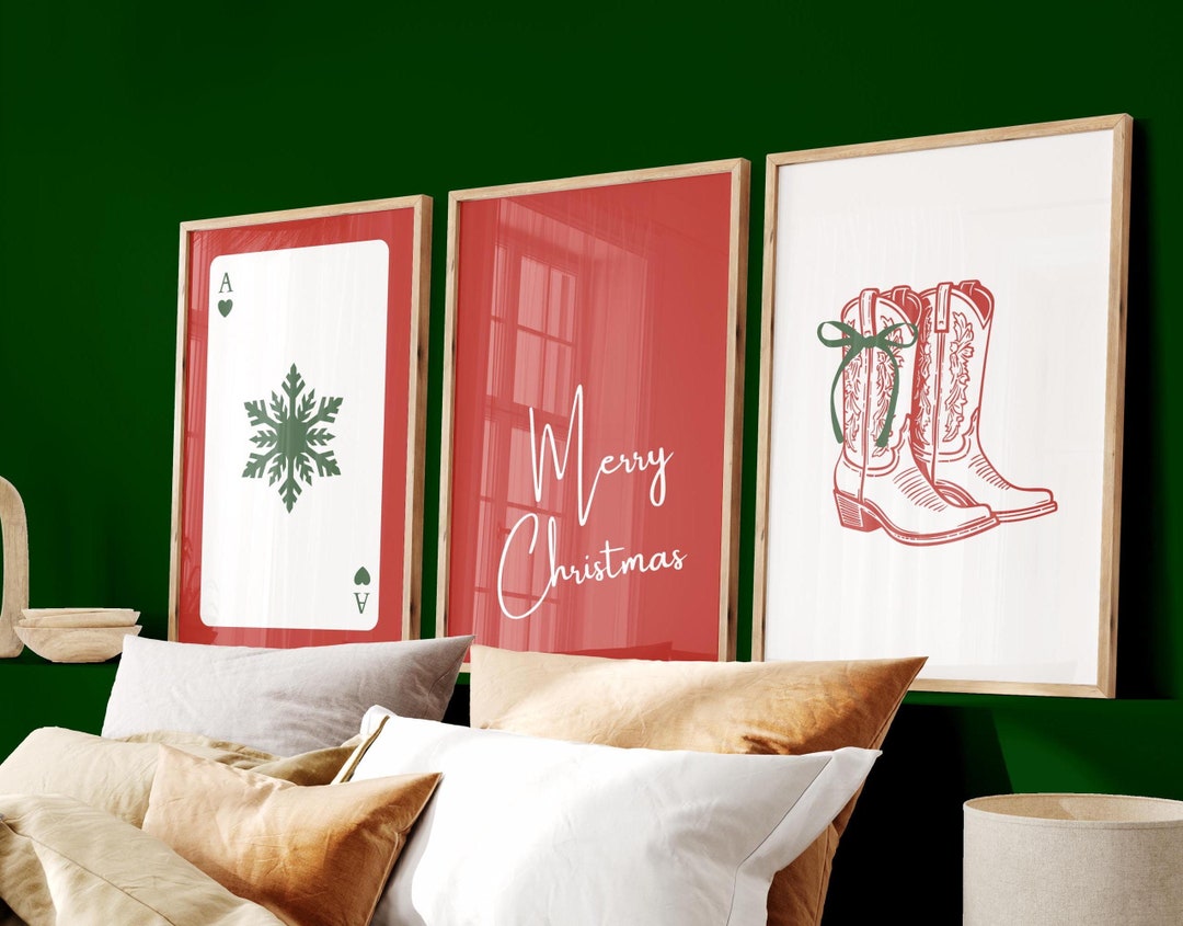 Cowgirl Christmas Wall Art, Trendy Holiday Decor, Cute Christmas ...