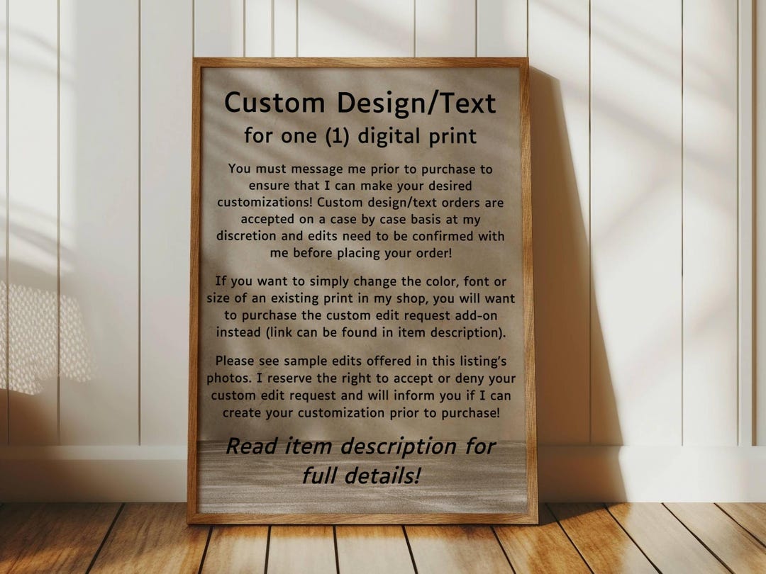 Custom Design/text Request for One Digital Print, Custom Printable Wall ...