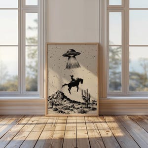 Space Cowgirl Wall Art, Retro Futurism Print, Cosmic Western Decor, Y2k ...