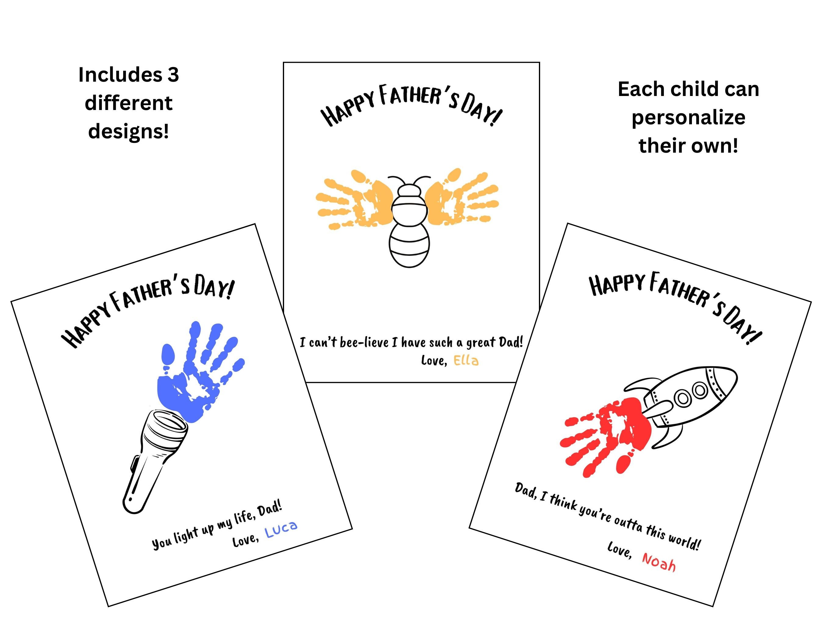 Father's Day Handprint Printable, Set of 3 Kids, DIY Craft Gift, Gift ...