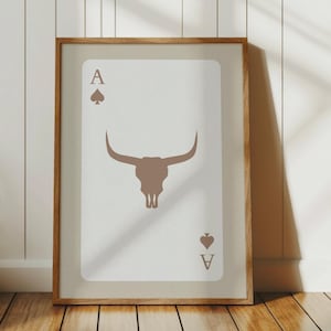 Bull Skull Wall Art, Ace of Spades Print, Western Art Print ...