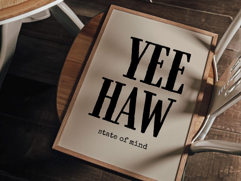 Yeehaw Print, Neutral Western Wall Art for Modern Southwestern Decor ...
