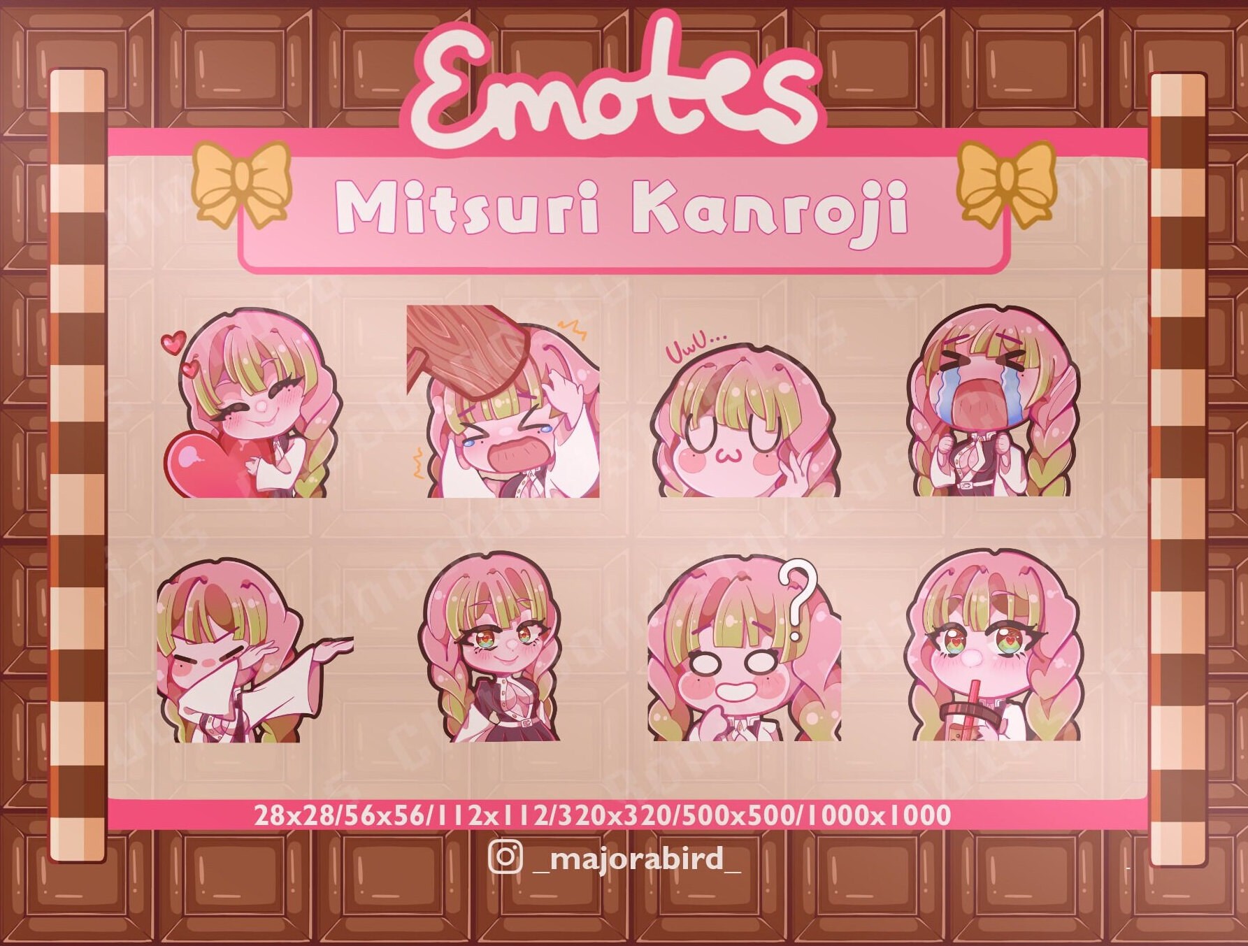 Demon Slayer Mitsuri Kanroji 8 Emotes Pack for Discord, Twitch, and ...