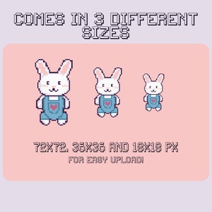 Pixel Bunny Badges Cute Gamer Icons Adorable Custom Stream Sub Badges ...