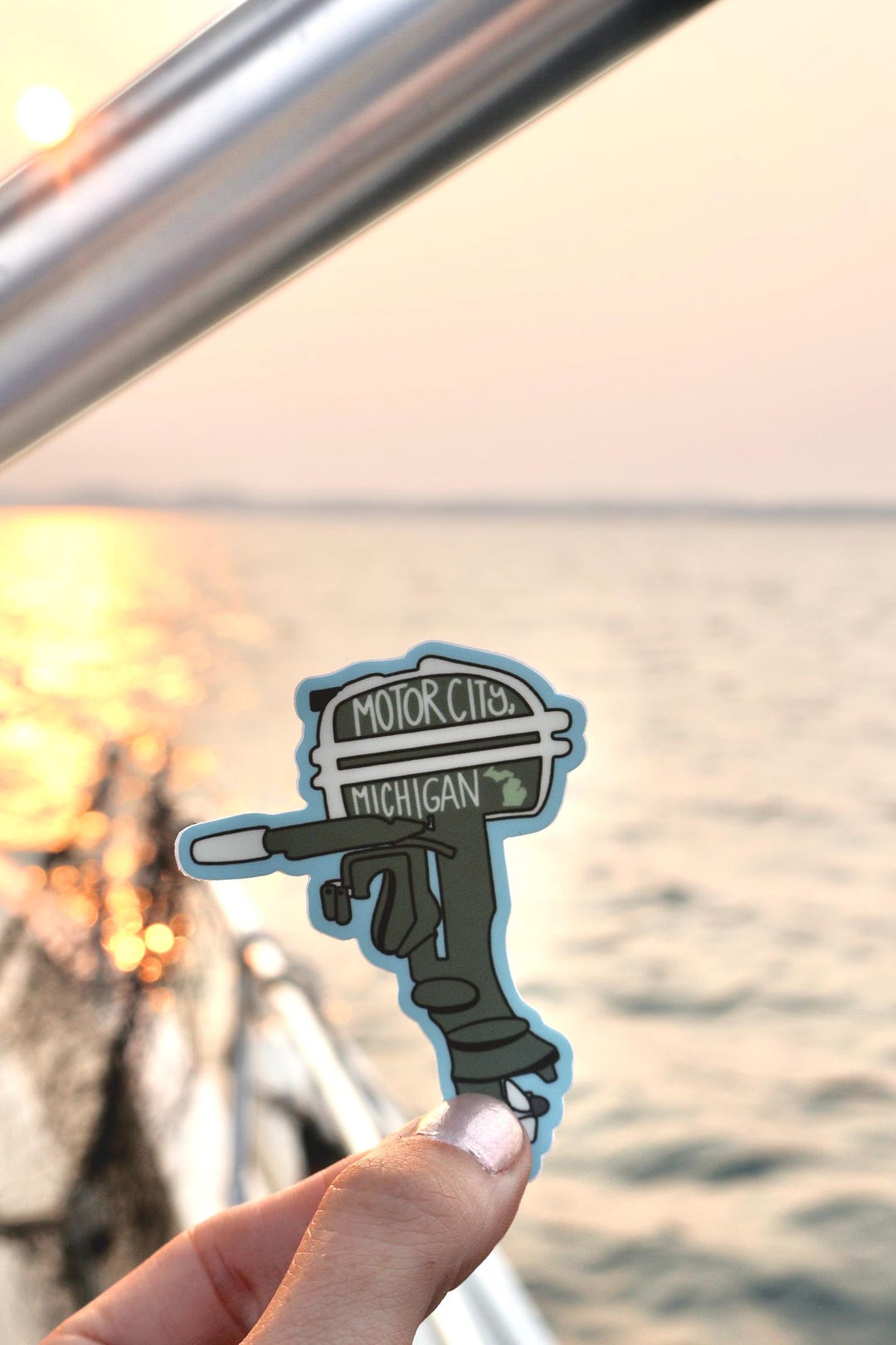 Michigan Boating Motor City Outboard Motor Waterproof Vinyl Sticker ...