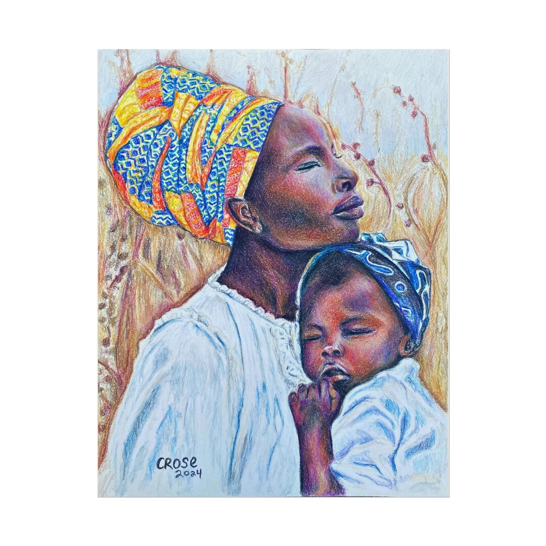 Print goddess of Nurture Mother and Child Hand-drawn Colored Pencil ...