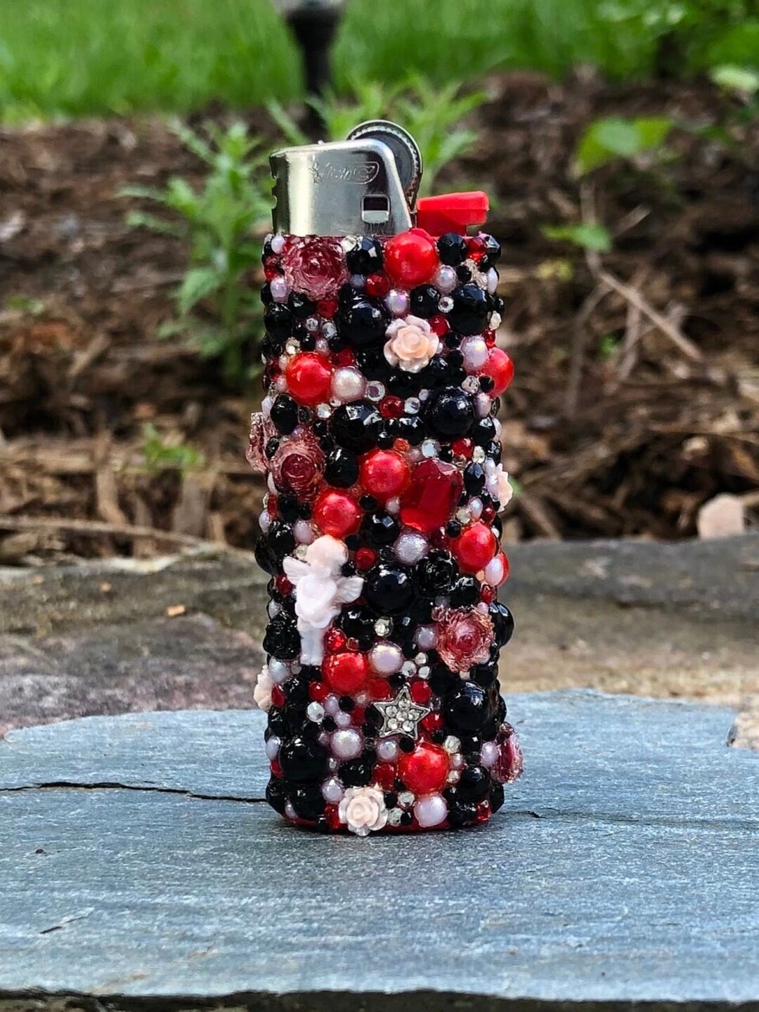 Red & Black Bedazzled Lighter - Etsy