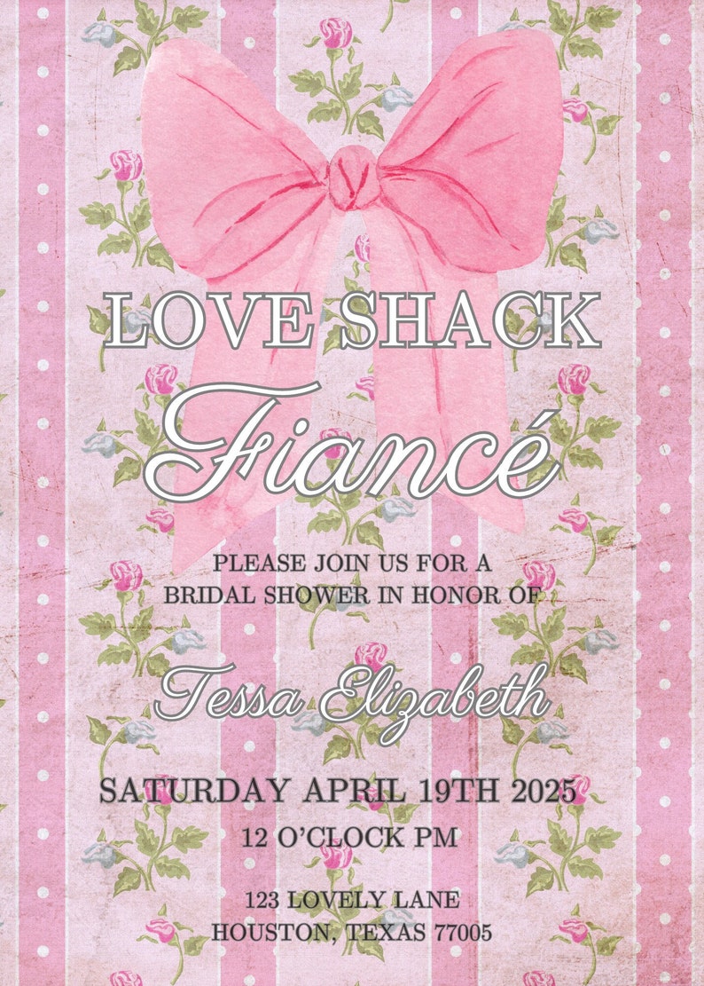 Grandmillennial Love Shack Fiance Bridal Shower Invite - - Editable ...