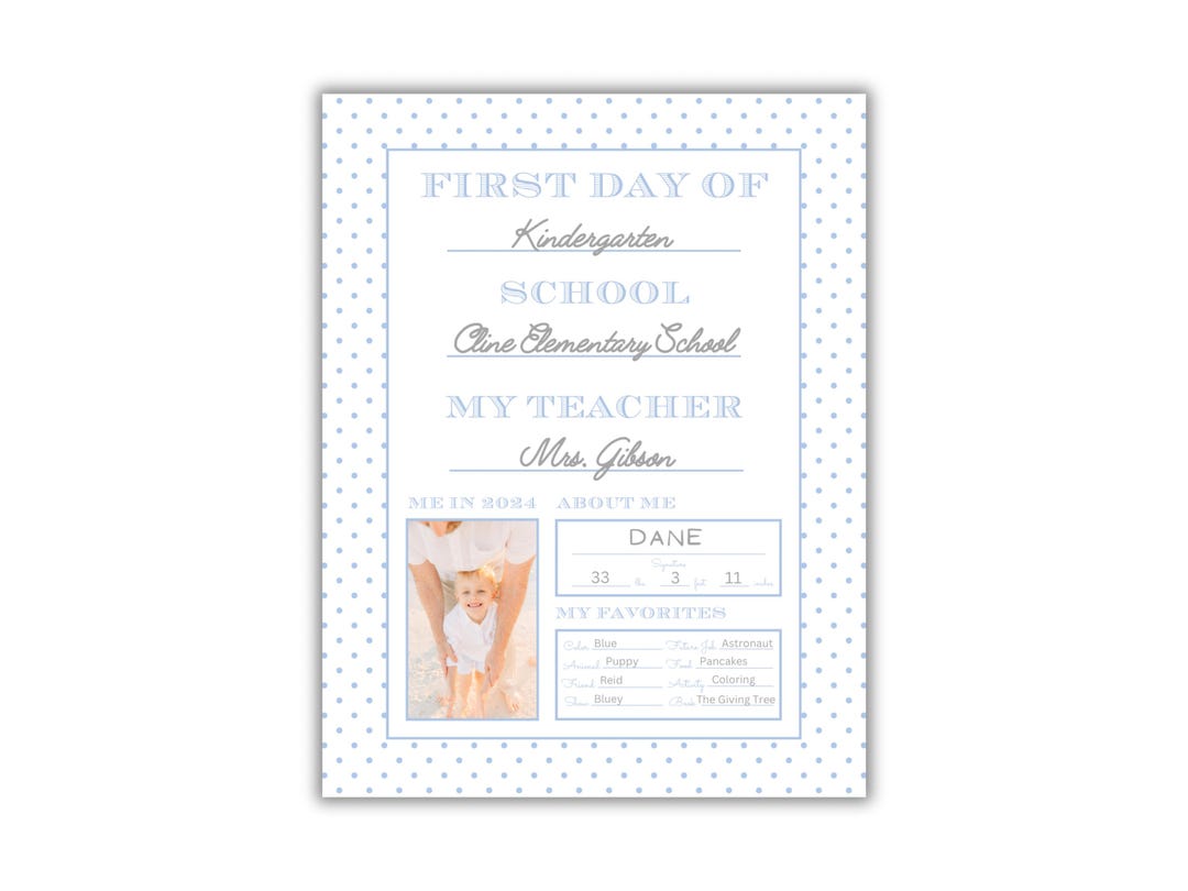 Blue Dot First & Last Day of School Memory Pages I Printable School ...