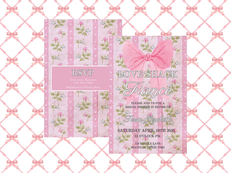 Grandmillennial Love Shack Fiance Bridal Shower Invite - - Editable ...