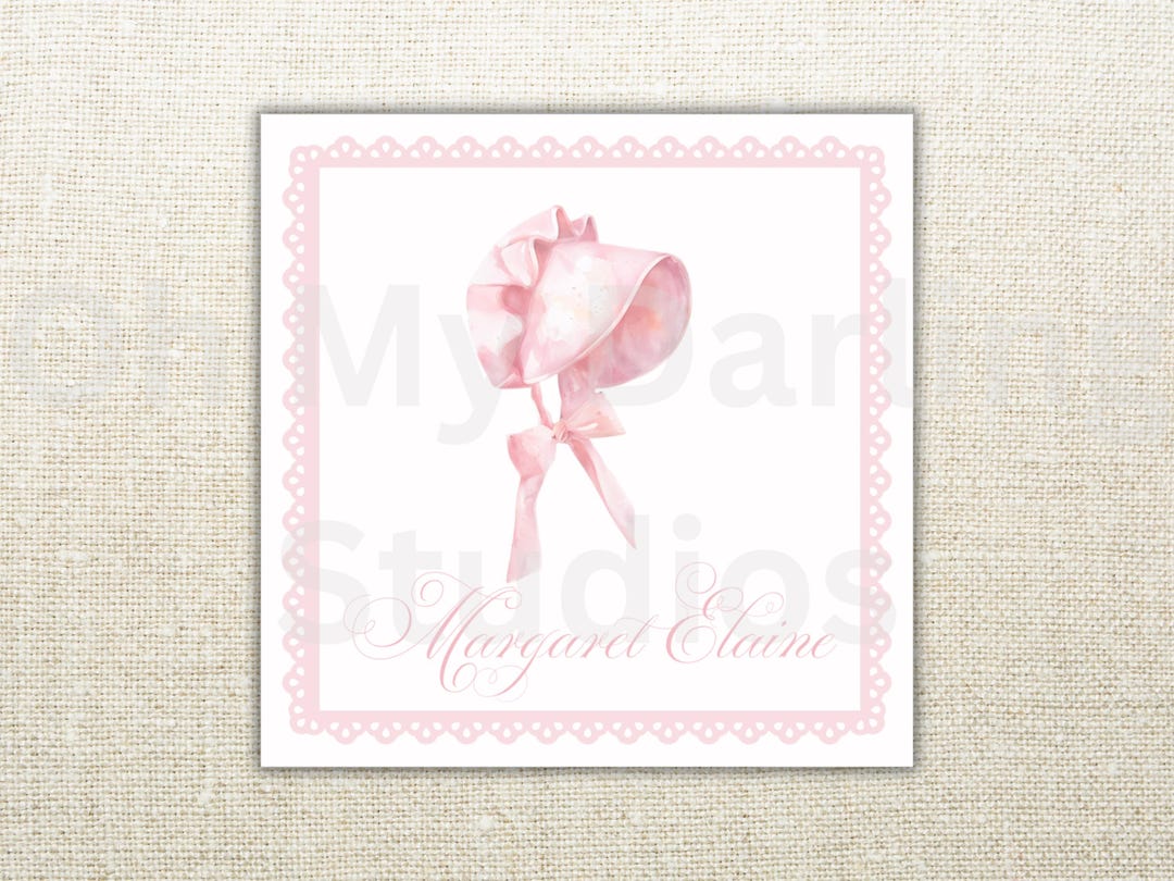 Pink Bonnet Gift Tag I Enclosure Tag I Instant Download I Editable ...