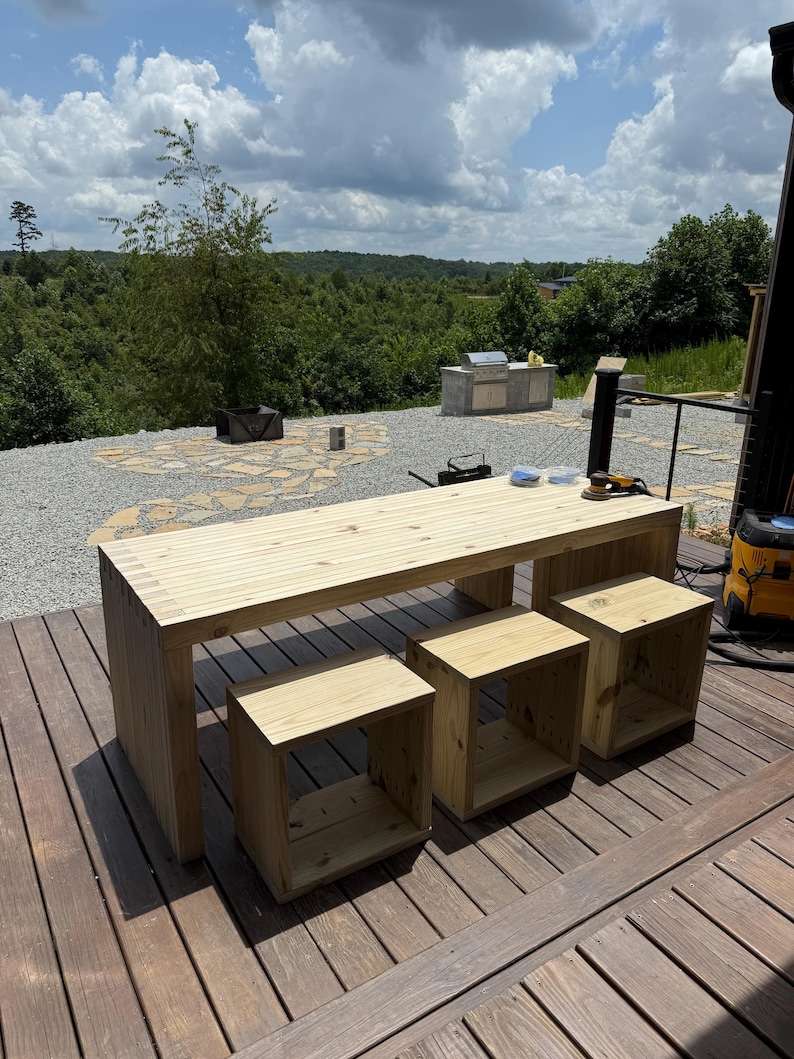 Patio Dining Table Plans With Bench, Modern Outdoor Dining Set Build ...
