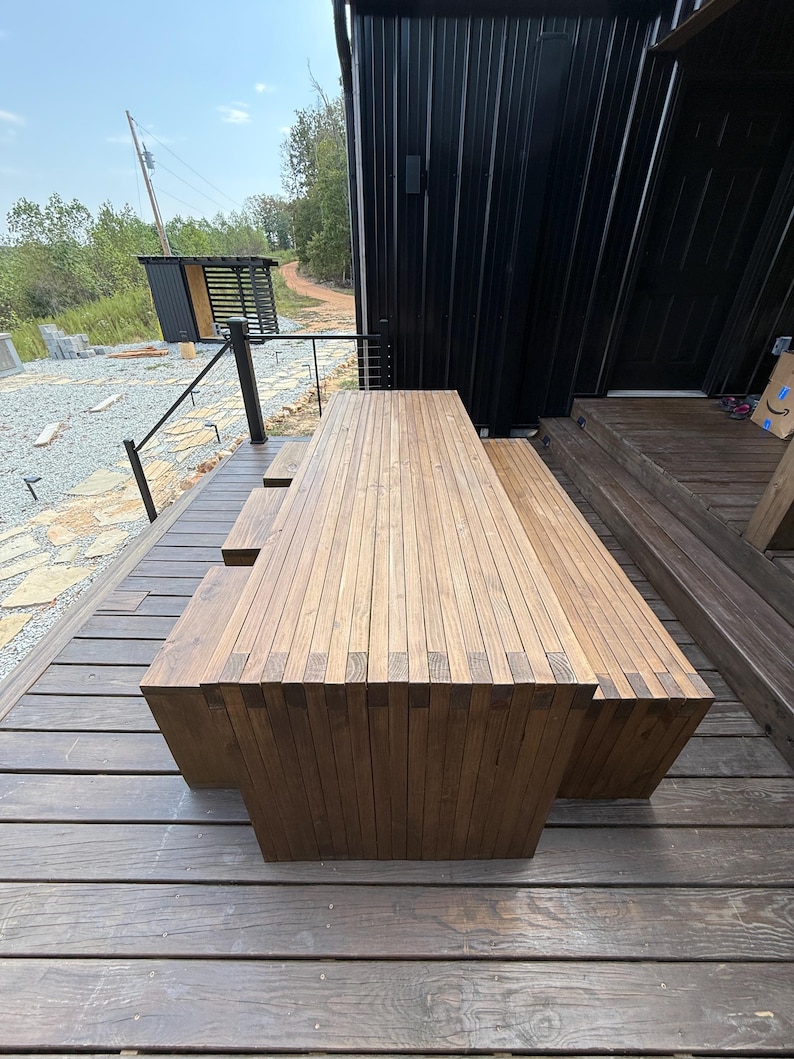 Patio Dining Table Plans With Bench, Modern Outdoor Dining Set Build ...
