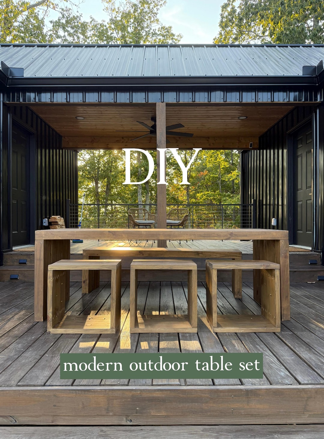 Patio Dining Table Plans With Bench, Modern Outdoor Dining Set Build ...
